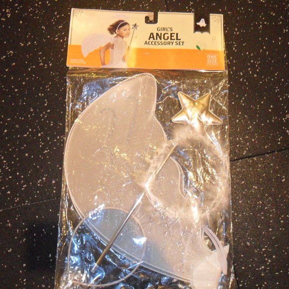 Costumes | Costume Angel Accessory Kit Wings Halo Wings Wand Glitter ...